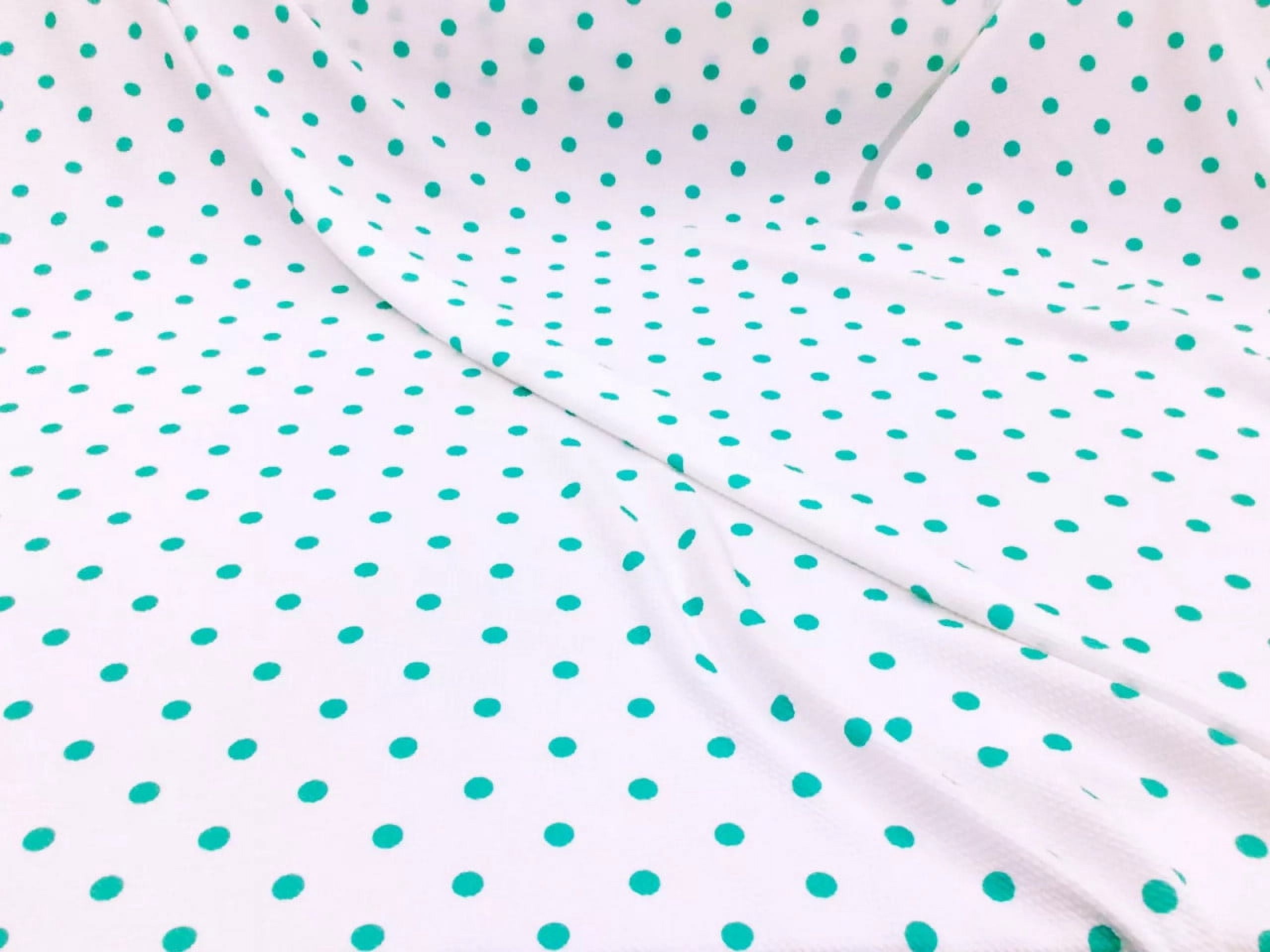 Bullet Printed Liverpool Textured Fabric Stretch White Mint Green Small ...