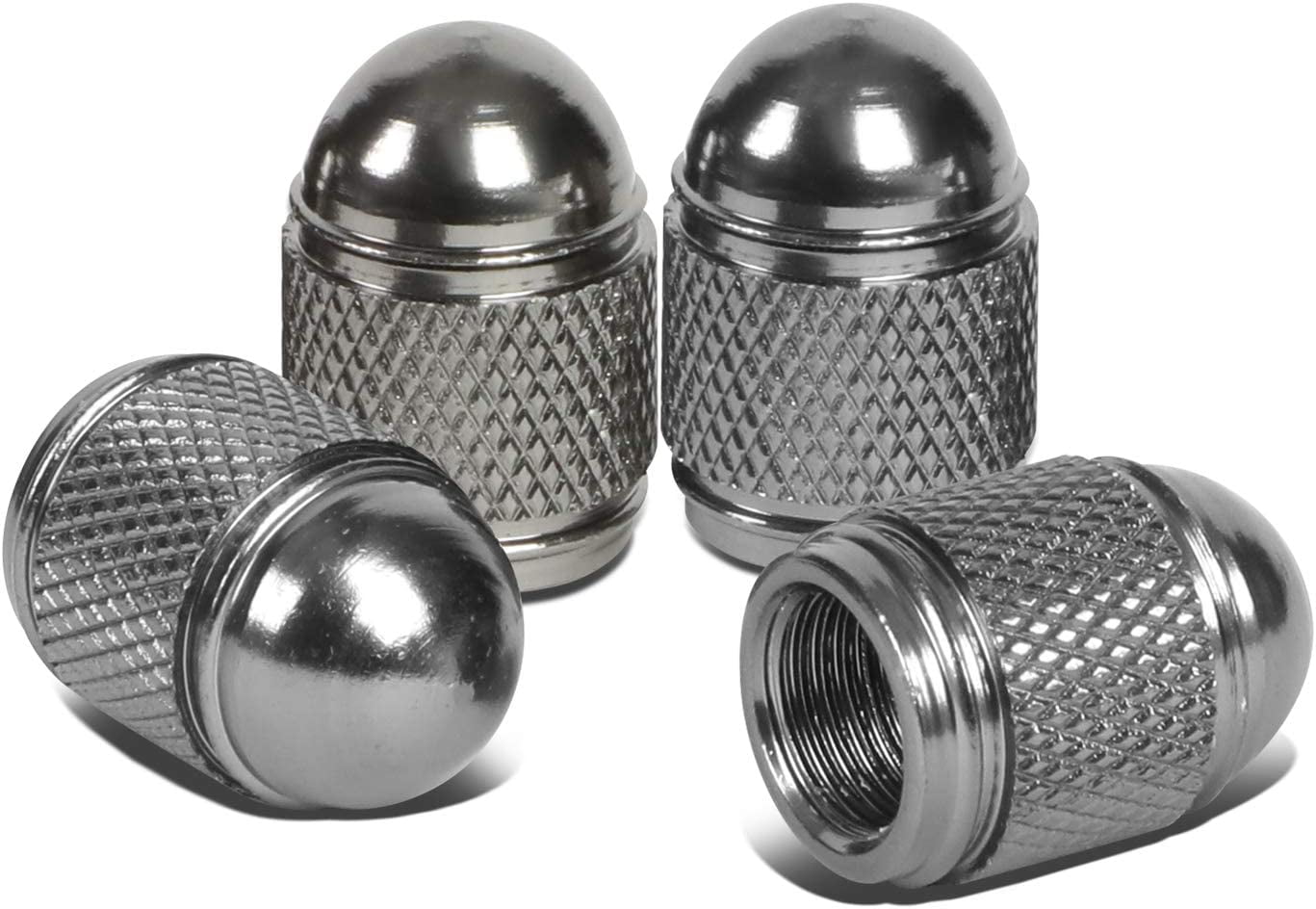 Bullet Style Polished Aluminum Gun Metal Chrome Tire Valve Stem Caps ...