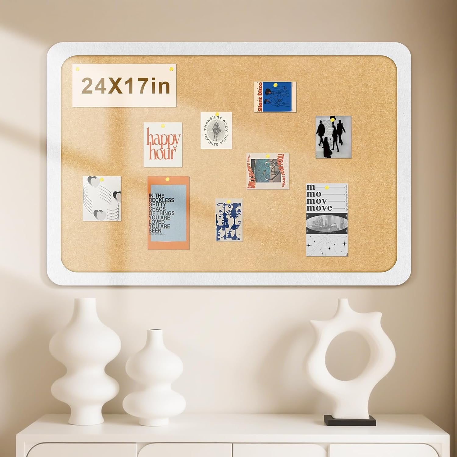 Bulletin Board, 24 x 17 in Felt Pin Board - Cork Board Alternative for ...