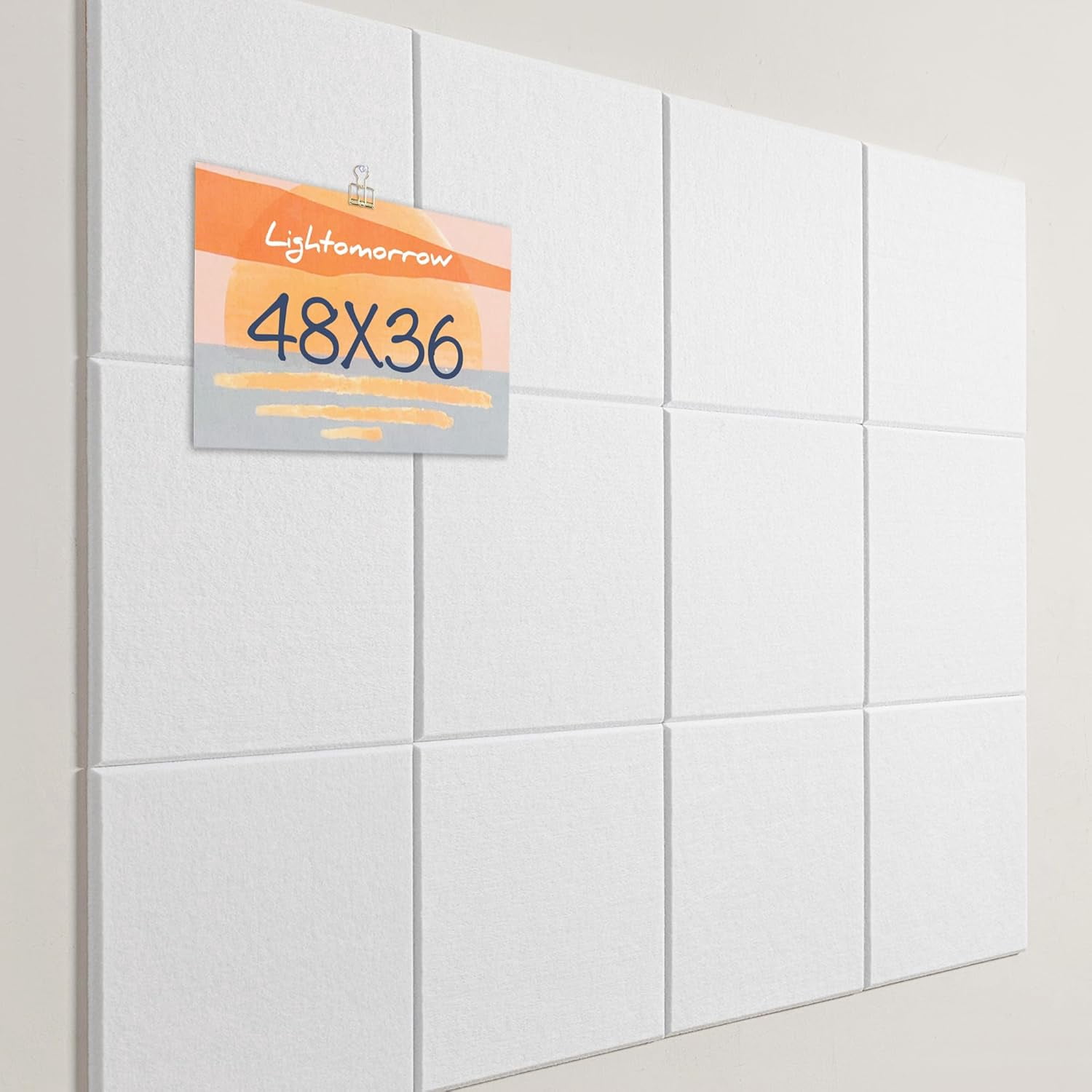 Bulletin Board 48 X 36 Inches, 12 Count 11.8 X 11.8in Square Felt Wall ...