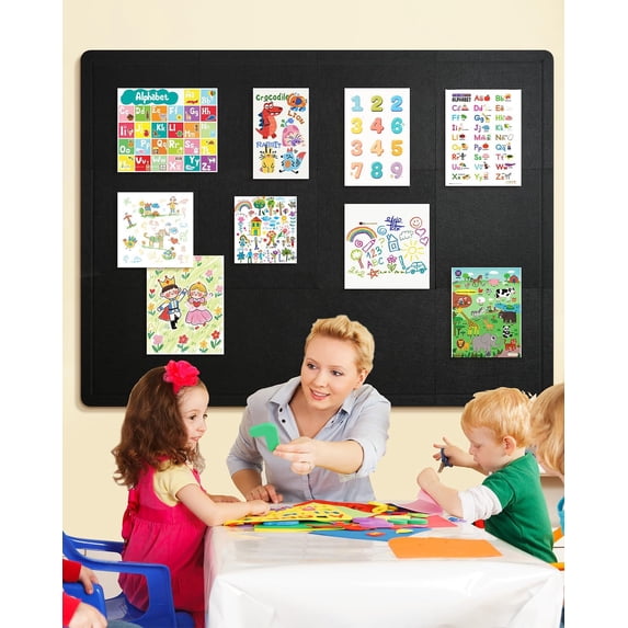 Bulletin Board, 48 x 36 inches Cork Board Alternative, 12 Pack Felt Pin ...