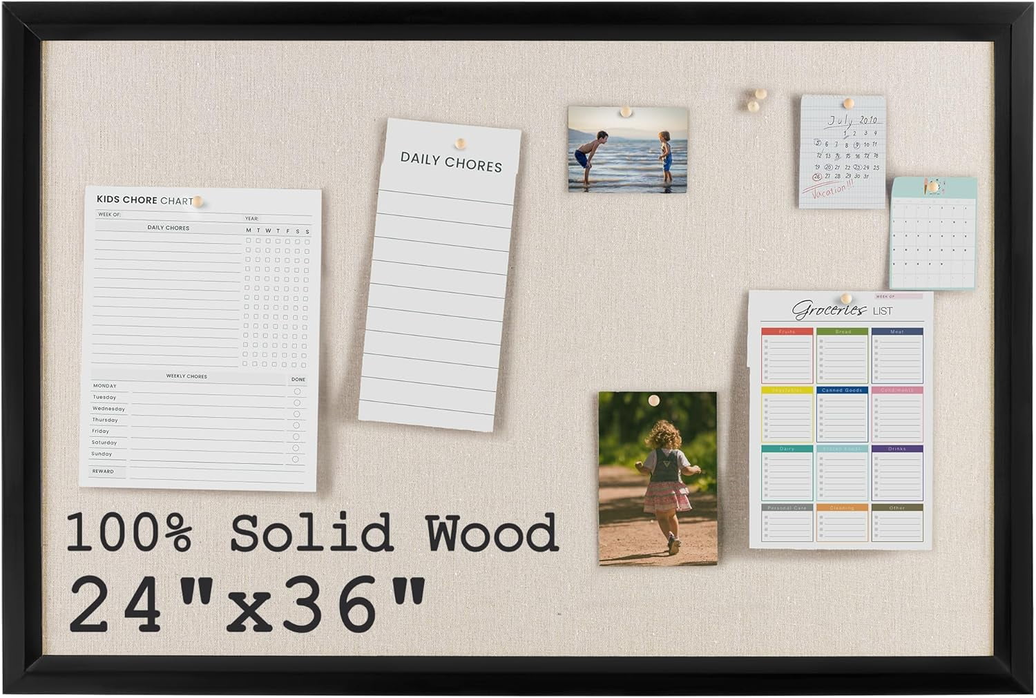 Bulletin Board Cork Board with Linen, 100% Wood Framed Bulletin Board ...