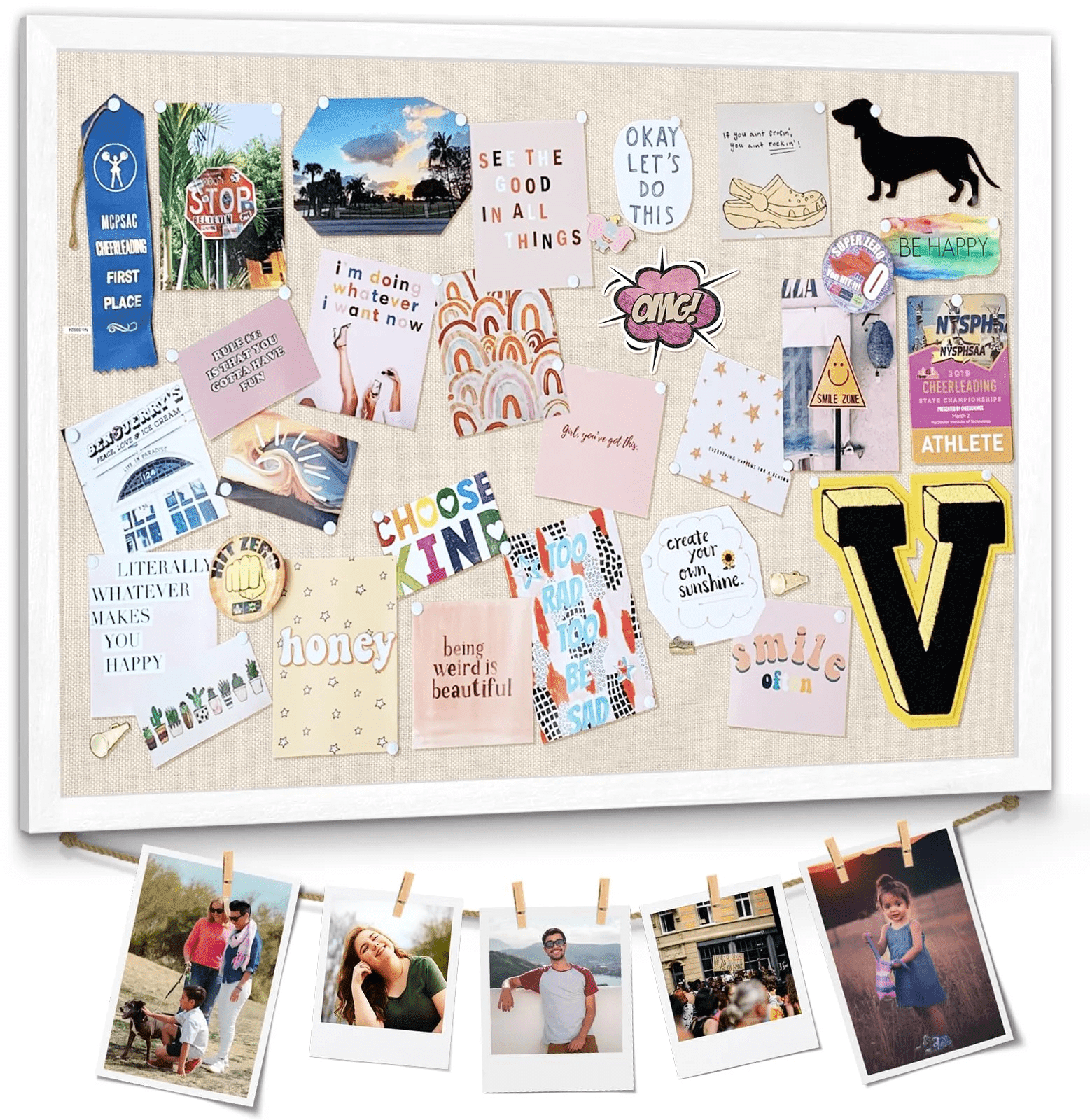Honiway Bulletin Board Wooden Frame Cork Board 23"x18" Corkboards for ...
