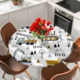 Bulletin Machine Crane Excavator Round Fitted Tablecloth with Elastic ...