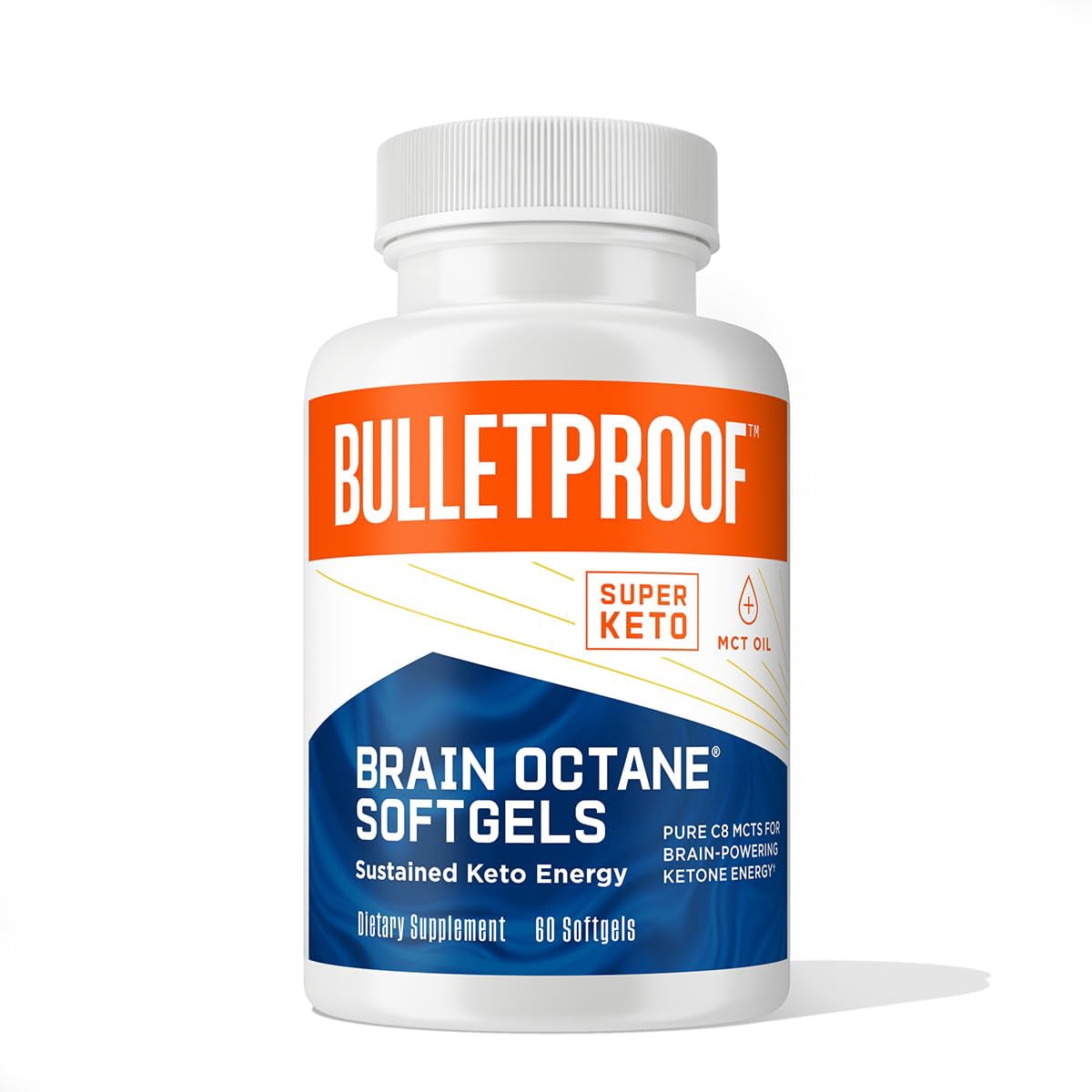 Bulletproof Brain Octane Softgels, 60 Count, Pure KMC2C8 MCT Oil for ...