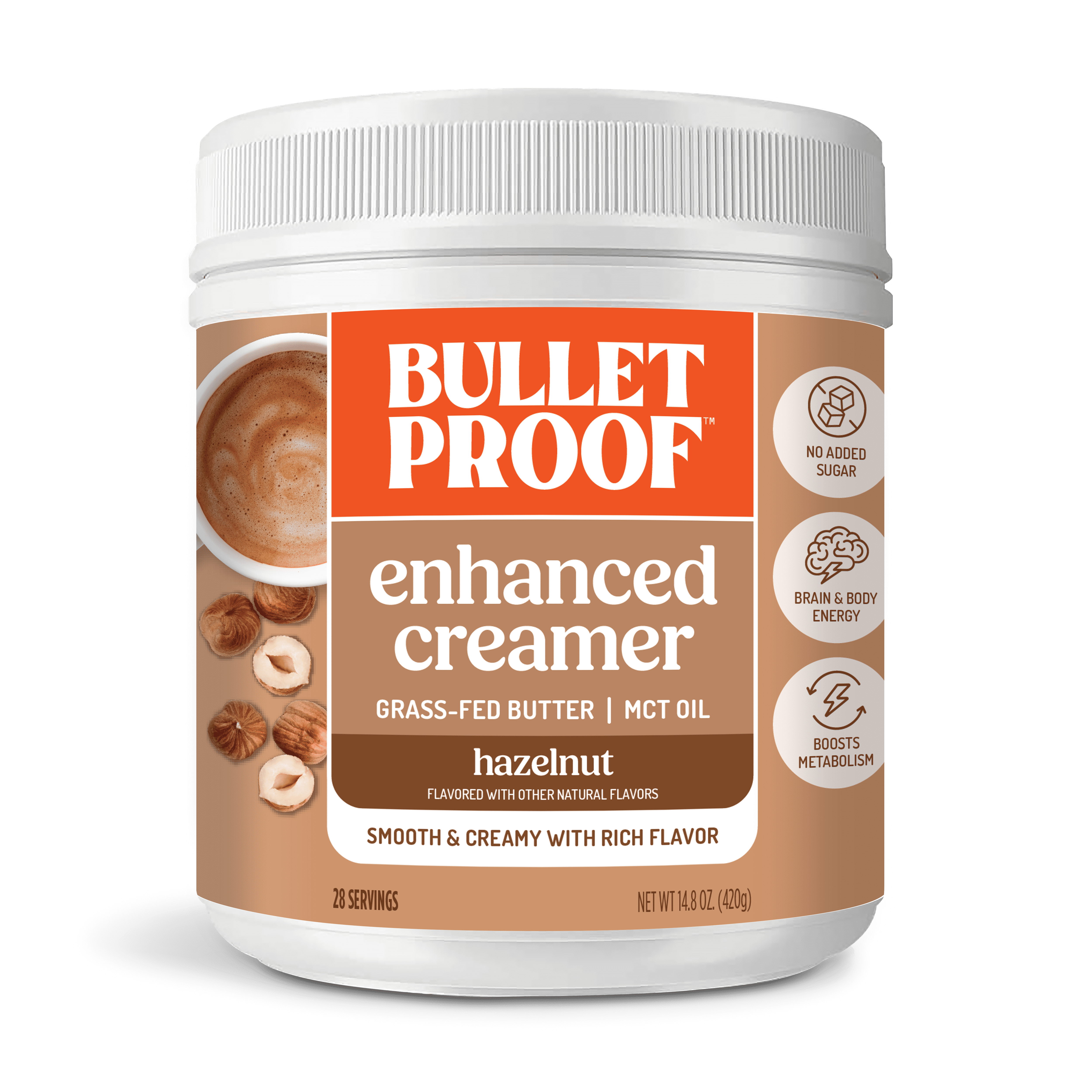 Bulletproof Hazelnut Creamer 14.8 oz Keto Coffee Creamer with MCT Oil ...