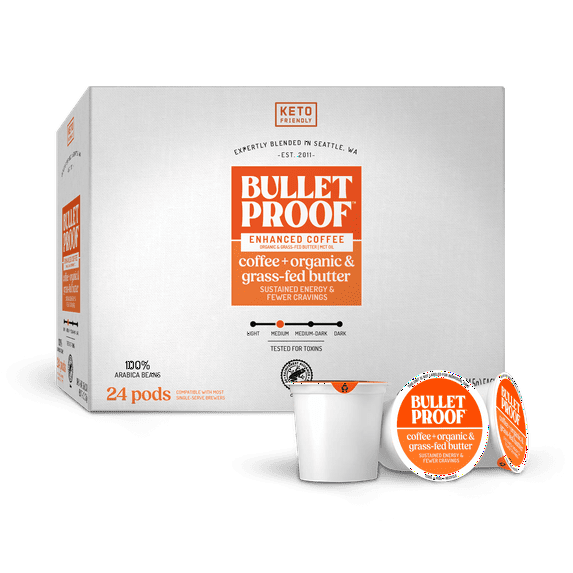 Bulletproof Keto Coffee Pods, 24 Count, Medium Roast Arabica, MCT Oil ...