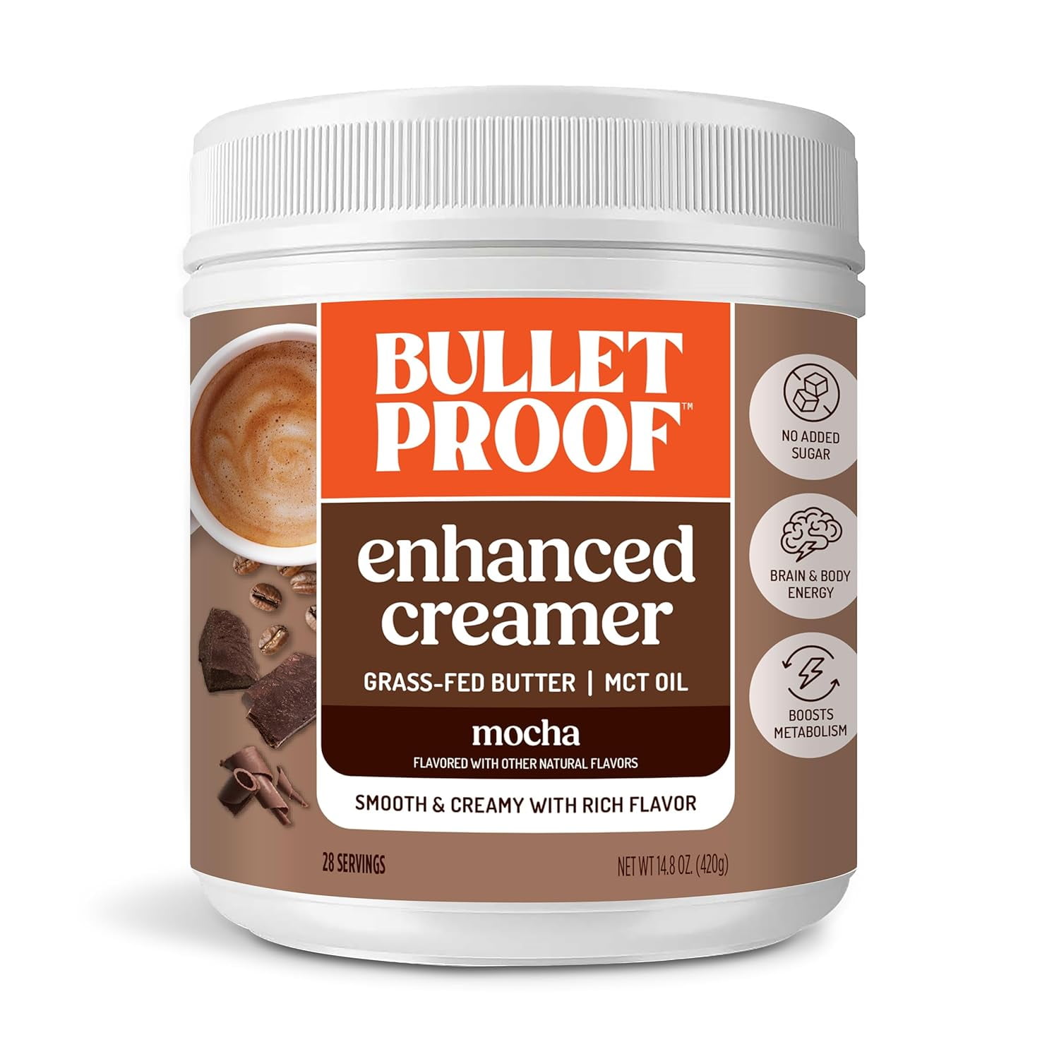 Bulletproof Mocha Creamer, 14.8 Ounces, Keto Coffee Creamer with MCT ...
