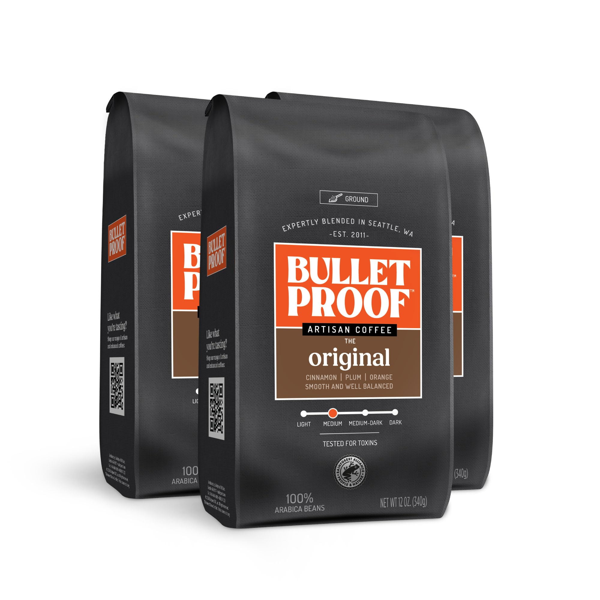 Bulletproof Original Medium Roast Ground Coffee, 12 Ounces (Pack of 3 ...