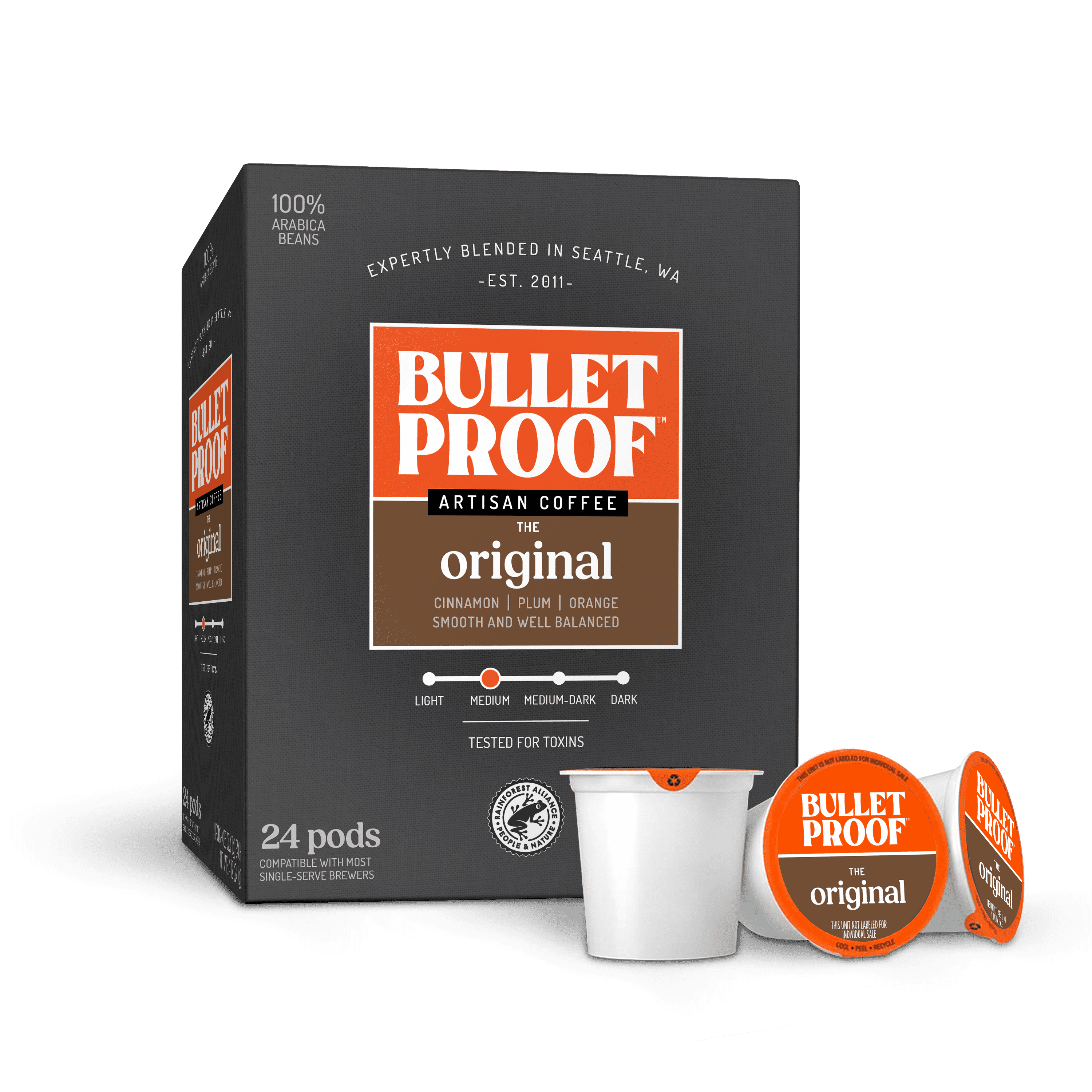 Bulletproof Original Medium Roast Single-Serve Pods, 24 Count, 100% Arabica Coffee, Clean Coffee ...