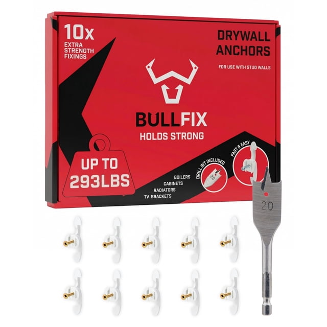 Bullfix Extra Drywall Anchors, Holds up to 293lbs, Hollow Wall Anchors ...