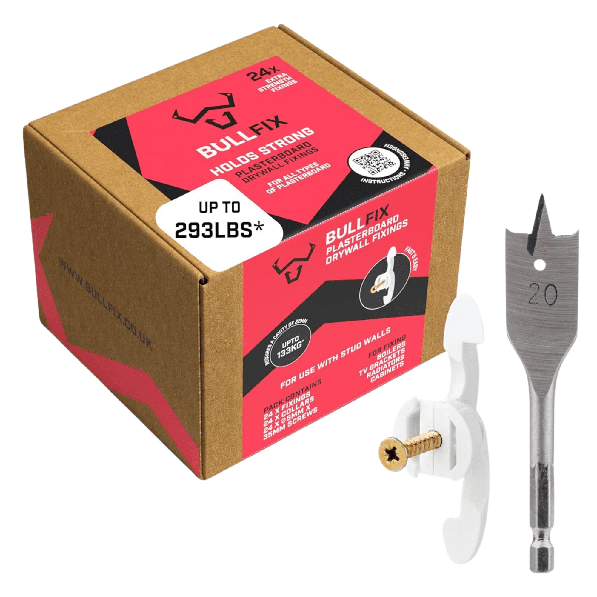 Bullfix Extra Heavy Duty Drywall Anchors, Holds up to 293lbs, Hollow ...