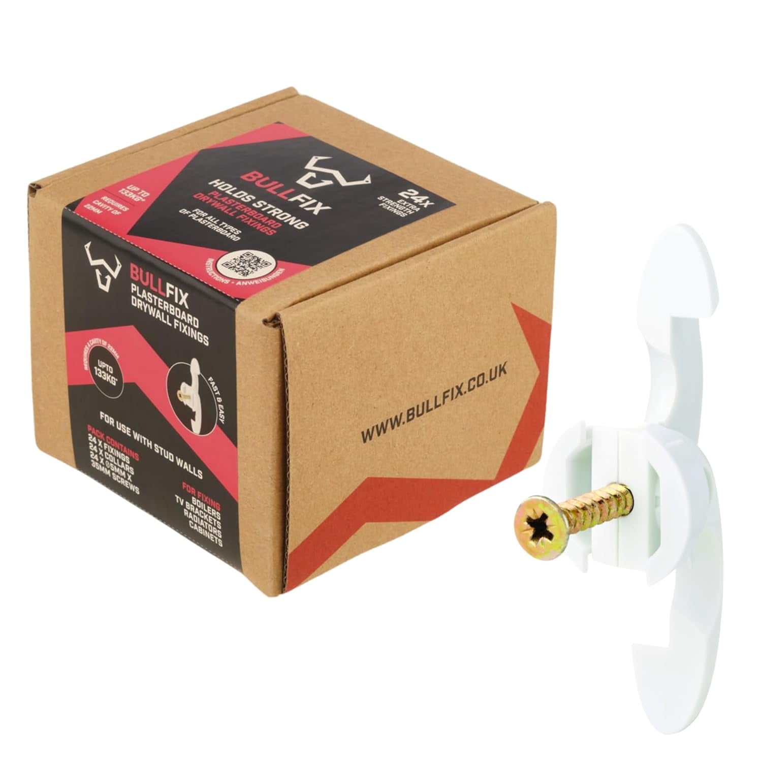 Bullfix Extra Heavy Duty Drywall Anchors, Holds up to 293lbs, Hollow ...