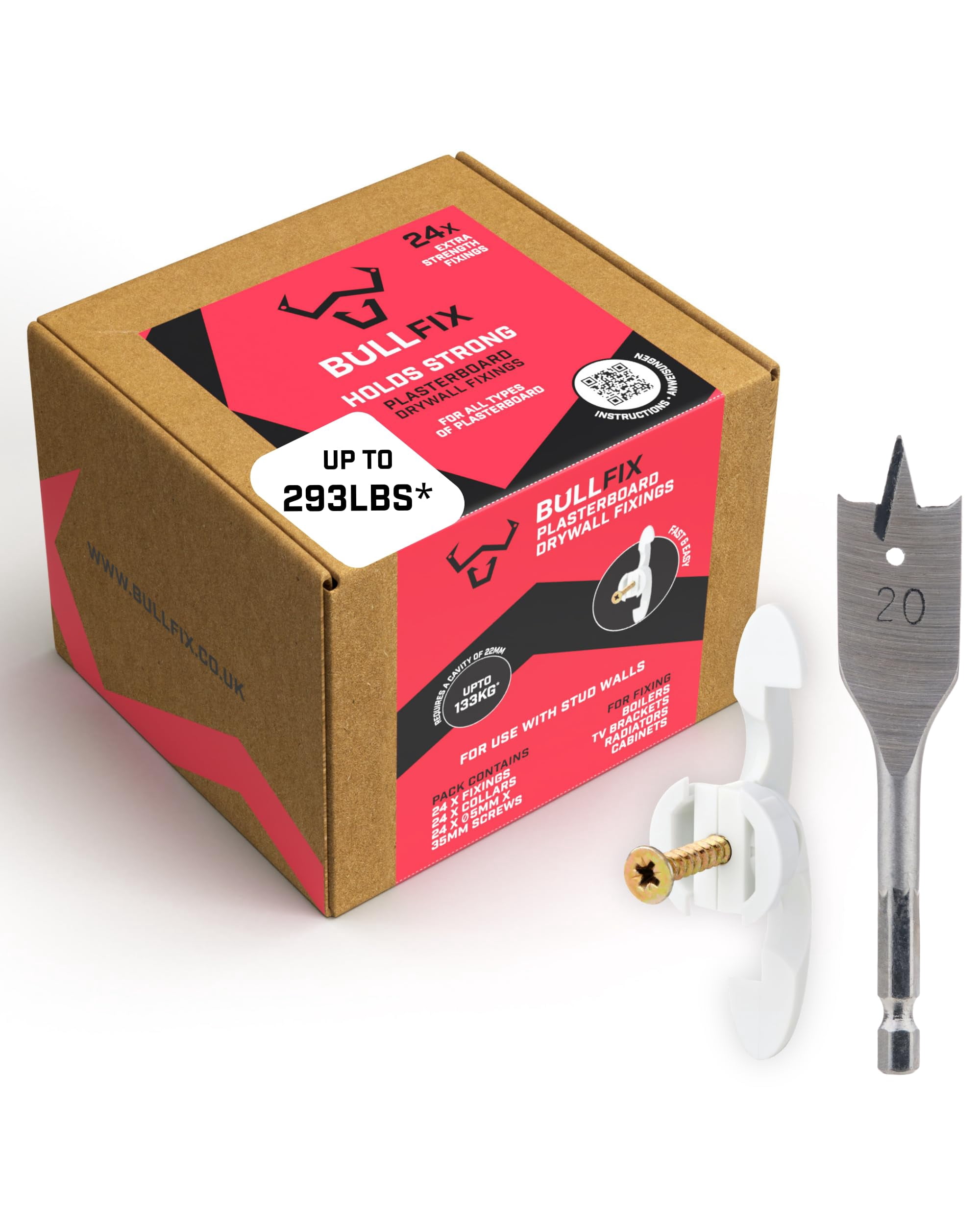Bullfix Extra Drywall Anchors, Holds up to 293lbs, Hollow Wall Anchors ...