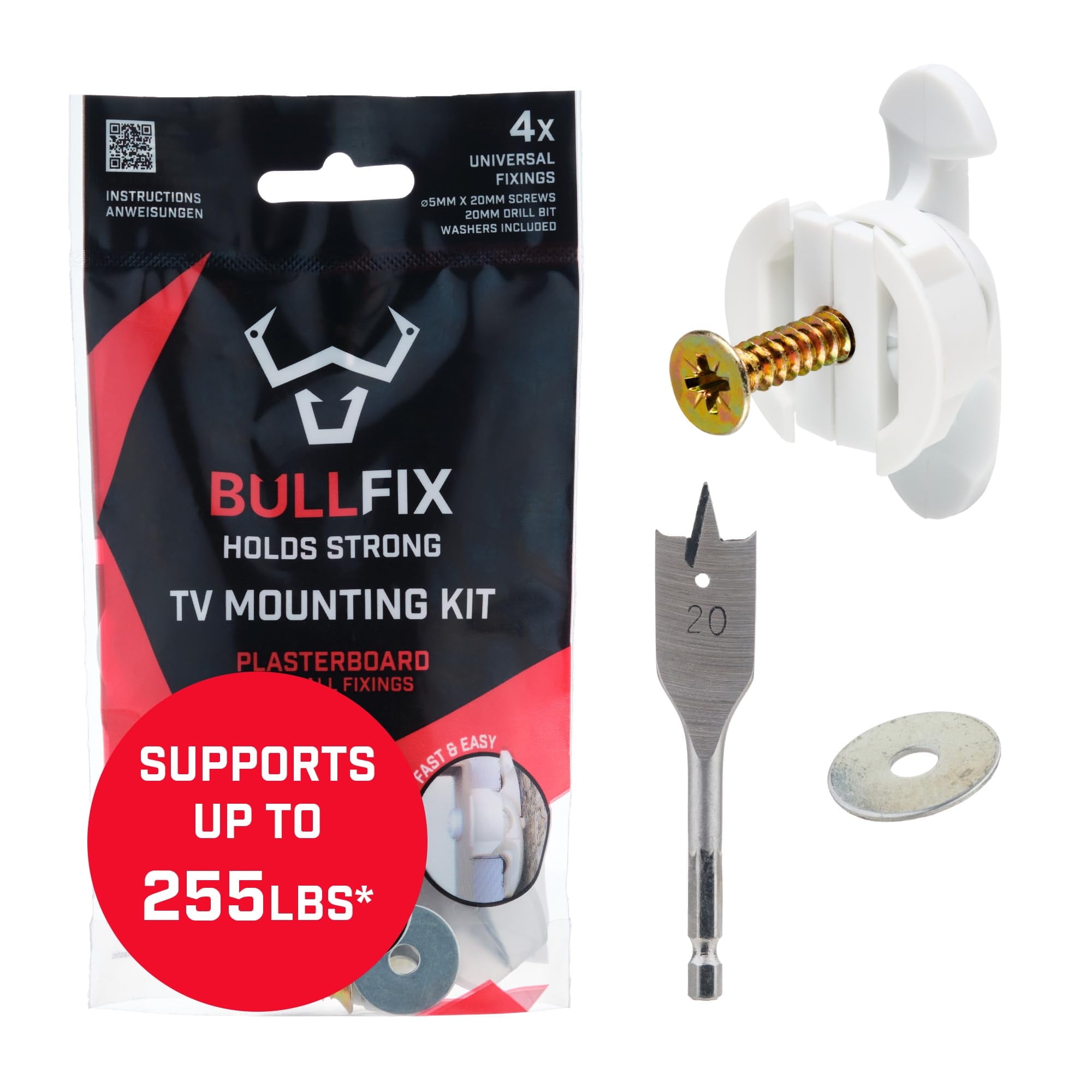 Bullfix TV Kit - Drywall Anchors for TV Bracket, Hollow Wall Anchor ...