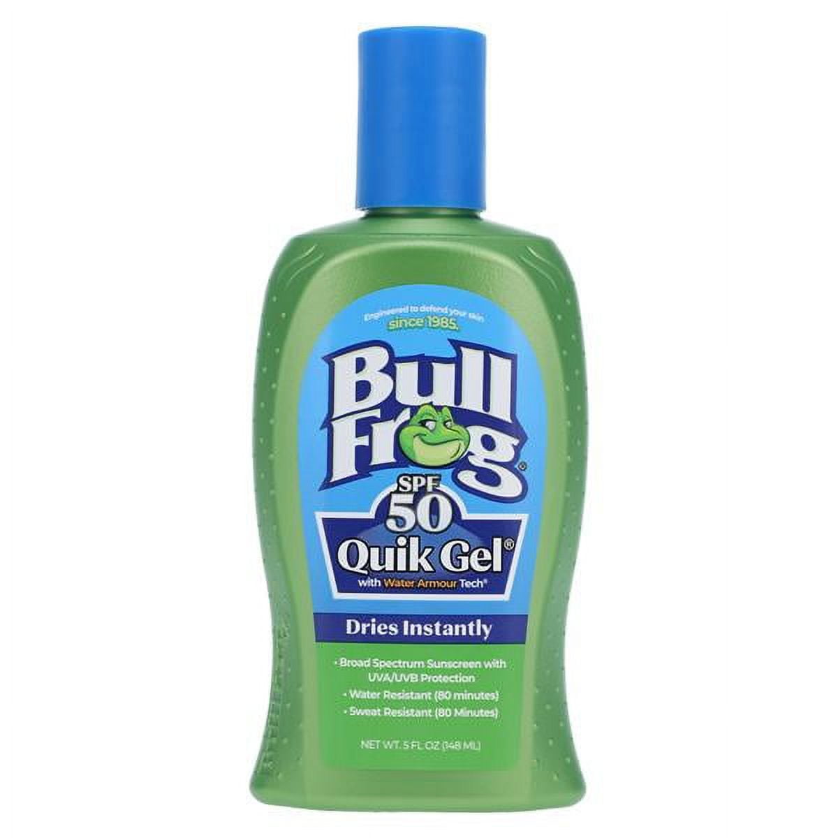 Bullfrog Quick Gel Sunblock, 50 SPF, Sweat & Water Resistant, 5oz (1 ...
