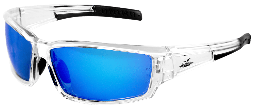 Bullhead BH1419AF Maki Safety Glasses, Blue Mirror Lens, Crystal Clear ...
