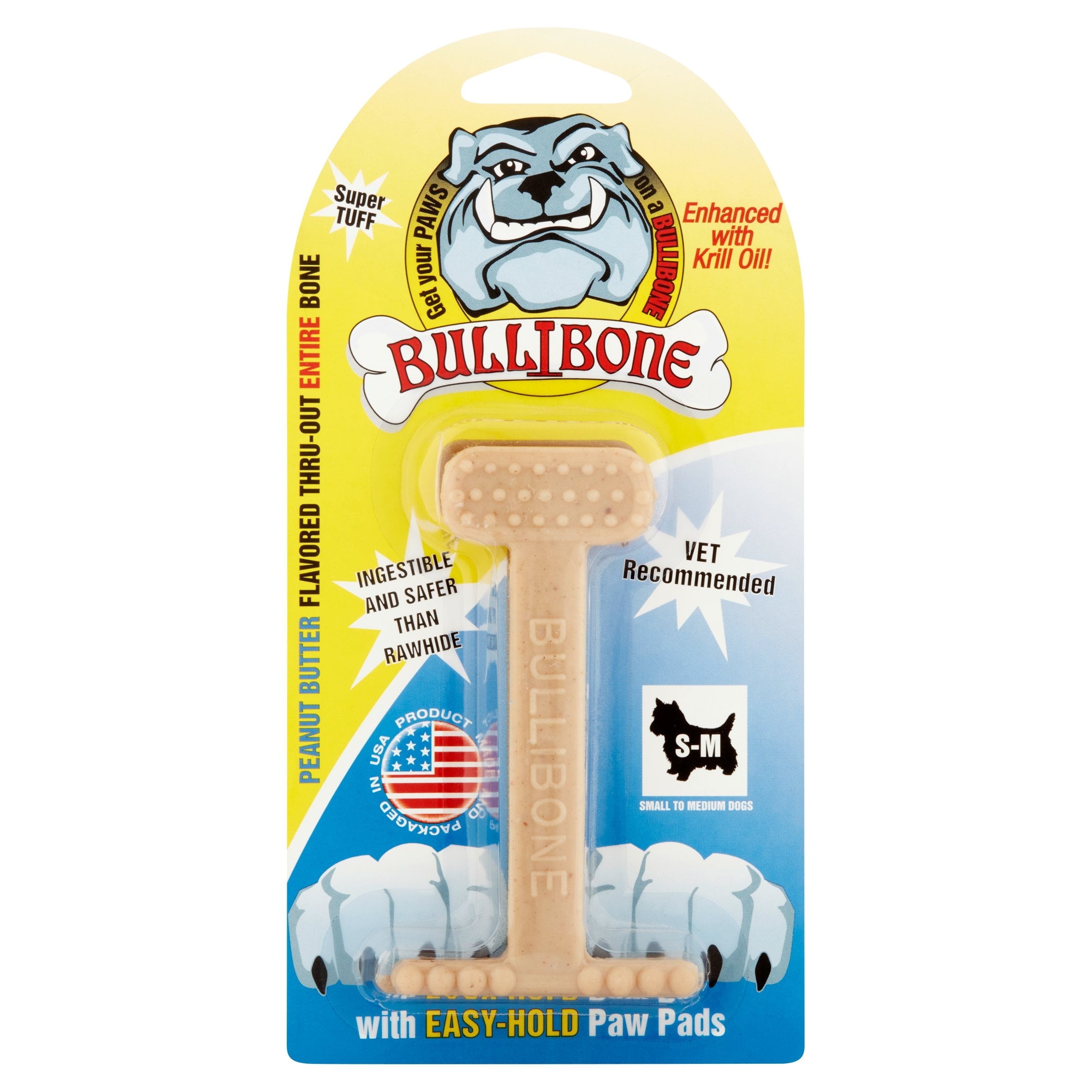 BulliBone Peanut Butter Flavored Chew Bone for Small to Medium Dogs ...