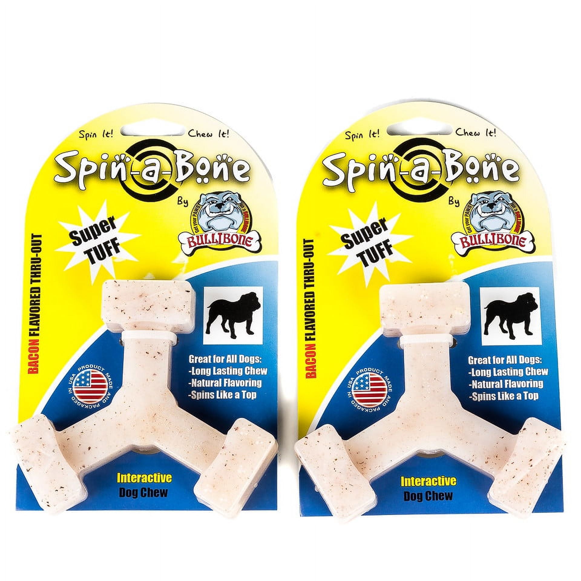 Bullibone Bacon Spin-a-Bone Dog Chew Bones - Interactive Dog Toy ...