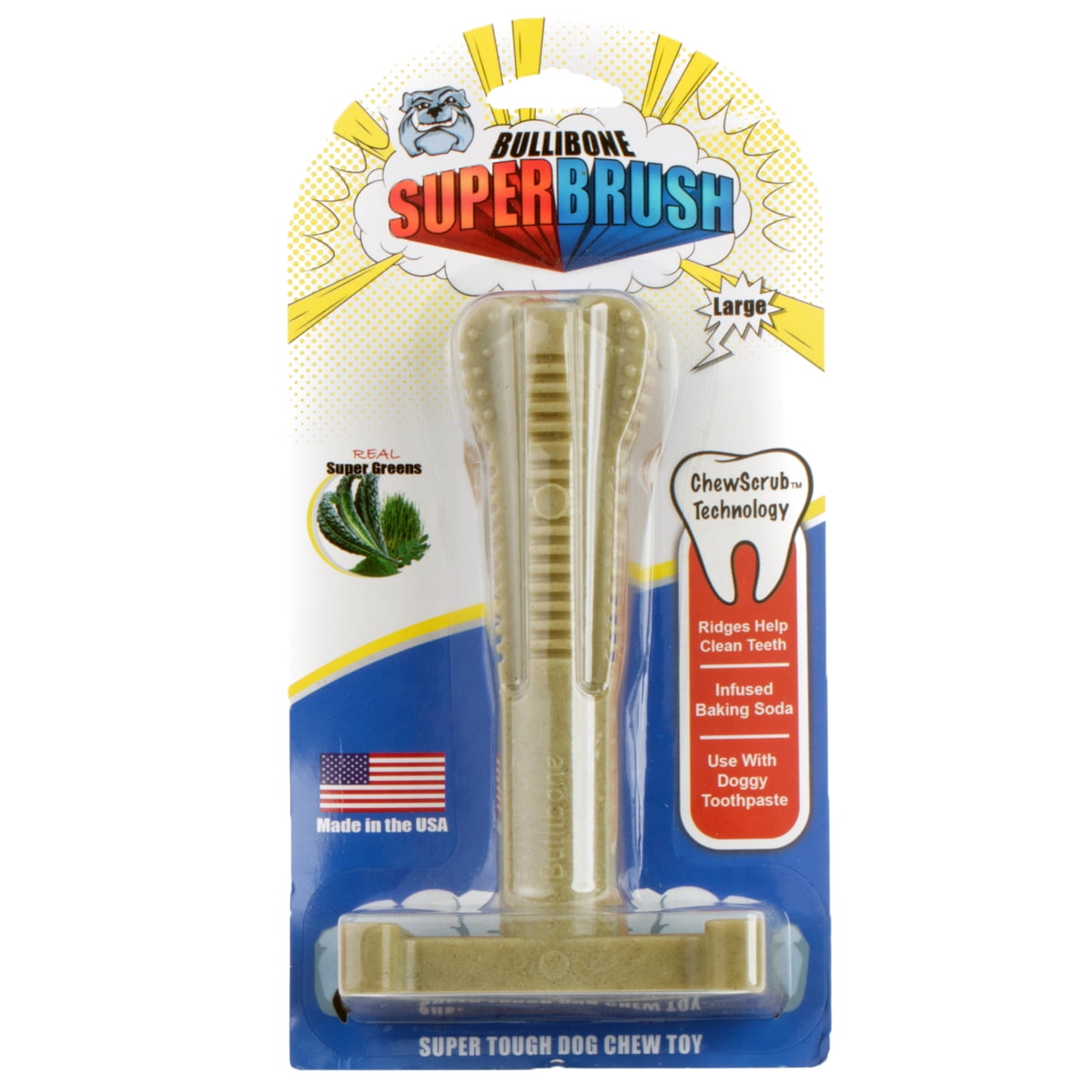 Bullibone Green SuperBrush: Dental Dog Toy Teeth Cleaning Easy Hold Dog ...