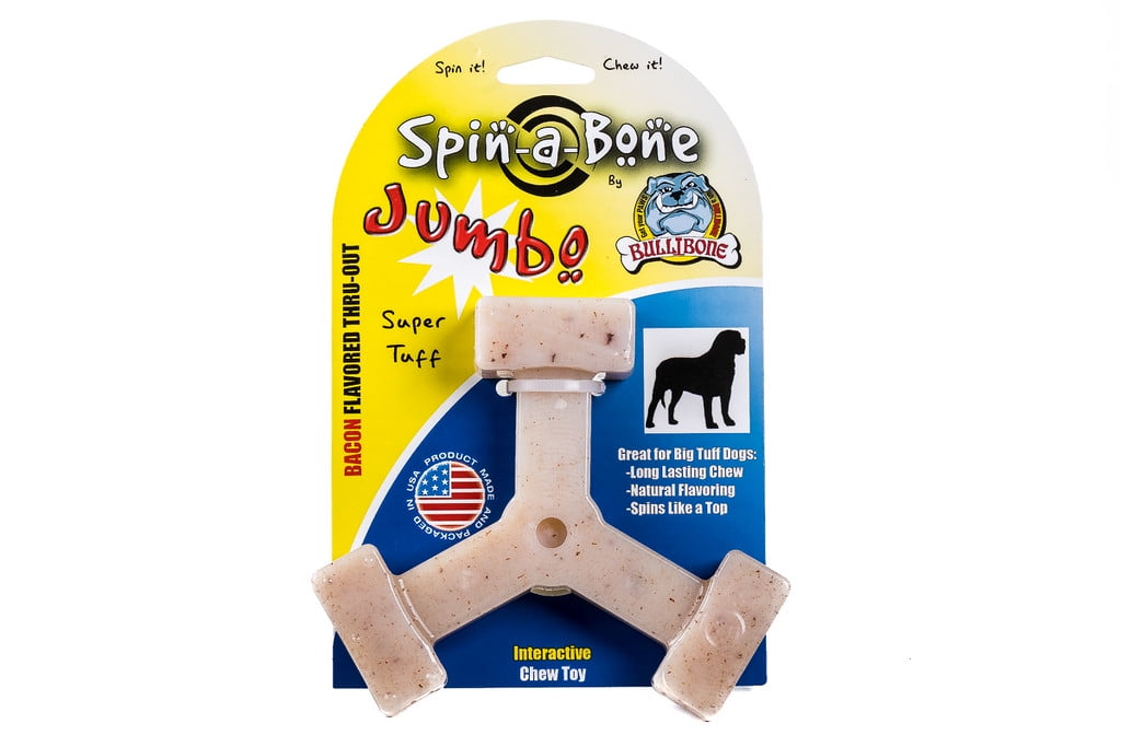 Bullibone Jumbo Bacon Spin-a-Bone Heavy Chewer Dog Bone - Interactive ...