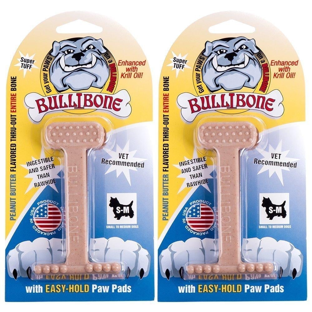 Bullibone Nylon Bone Dog Chew Toy - Peanut Butter Small - 2 Pack ...