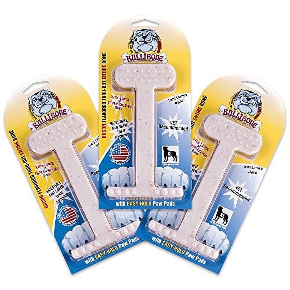Bullibone Nylon Bone Dog Chew Toy - XL Bacon - 3 Pack - Walmart.com