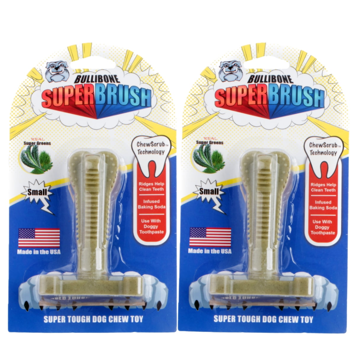 Bullibone Small Green SuperBrush: Teeth Cleaning Bones Dog Toothbrush ...