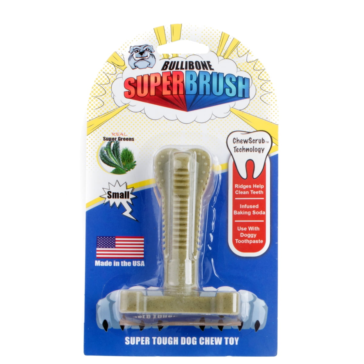 Bullibone Small Green SuperBrush: Teeth Cleaning Bones Dog Toothbrush ...