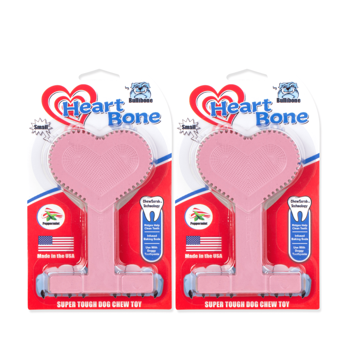 Bullibone Small Peppermint Heart Bone - Hard Dog Chew Toys for Small ...