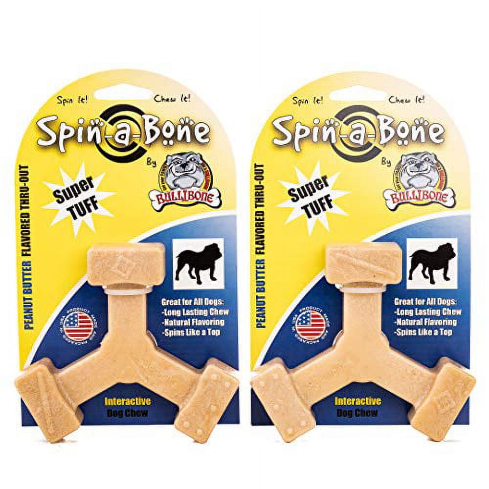 Bullibone Spinning Peanut Butter Dog Chew: Durable Interactive Dog Toys ...