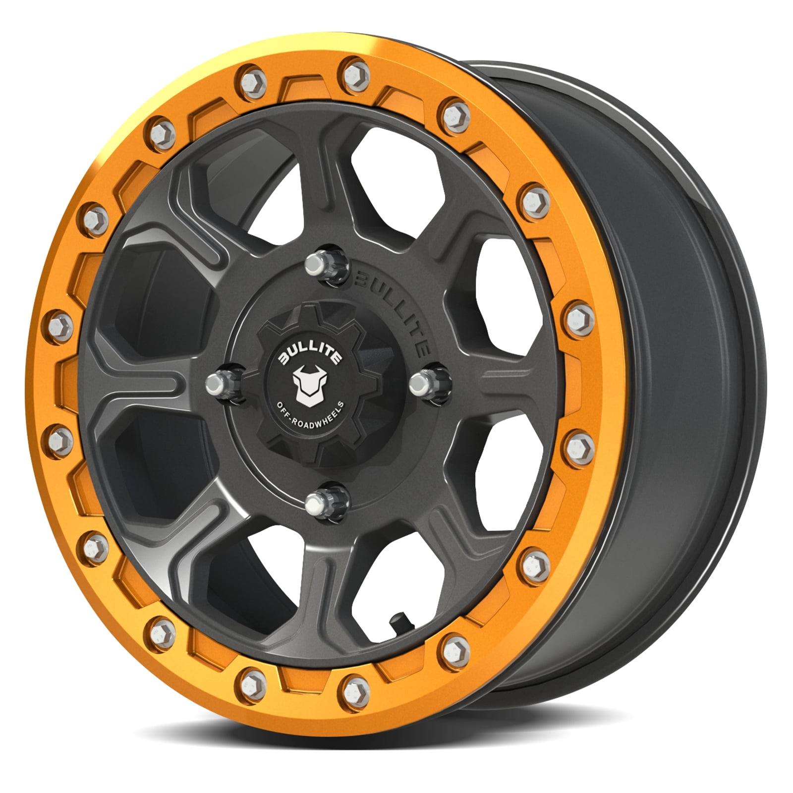 Bullite Wheels BT-03 Ruler 15in UTV ATV SXS Beadlock Rims 15x7 Orange ...
