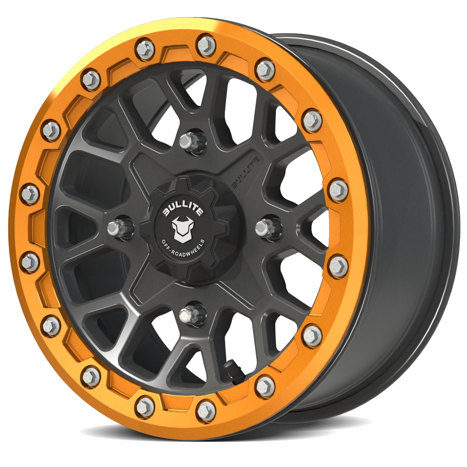 Bullite Wheels BT-05 Rider 15in UTV ATV SXS Beadlock Rims 15x7 Orange ...