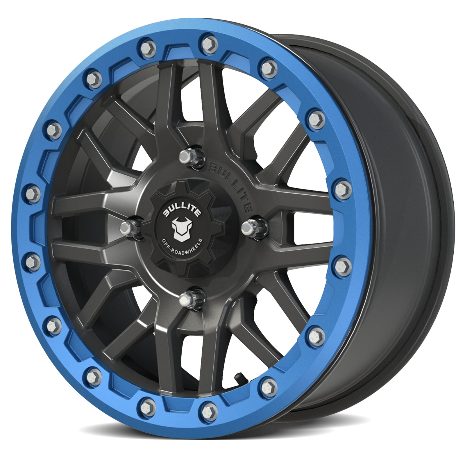Bullite Wheels BT-06 Berserker 14in UTV ATV SXS Beadlock 14x7 Rims Blue ...
