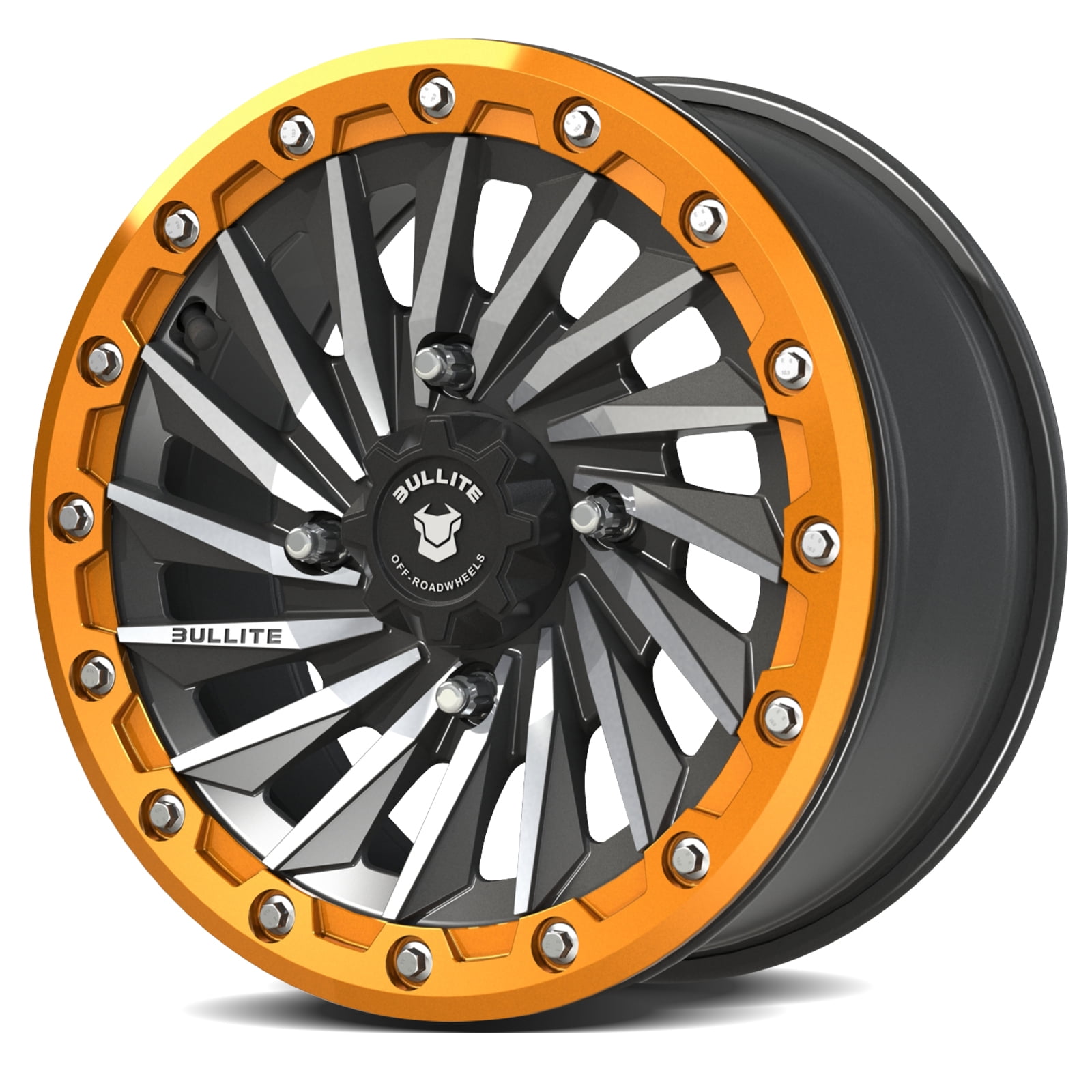 Bullite Wheels BT-08 Blade 14in UTV ATV SXS Beadlock Rims Orange 14x7 ...