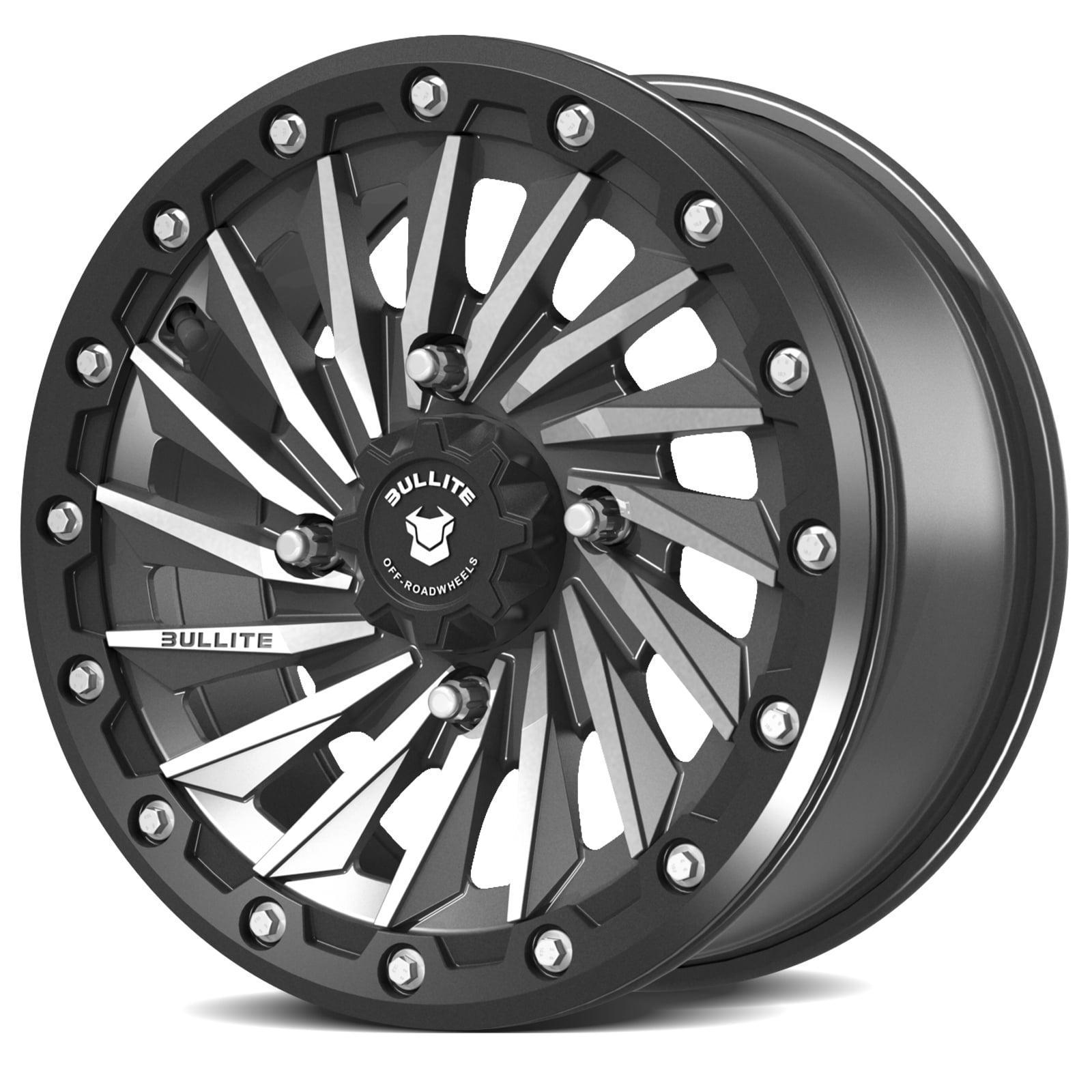 Bullite Wheels BT-08 Blade UTV ATV SXS Beadlock Rims Satin Black 14x7 ...