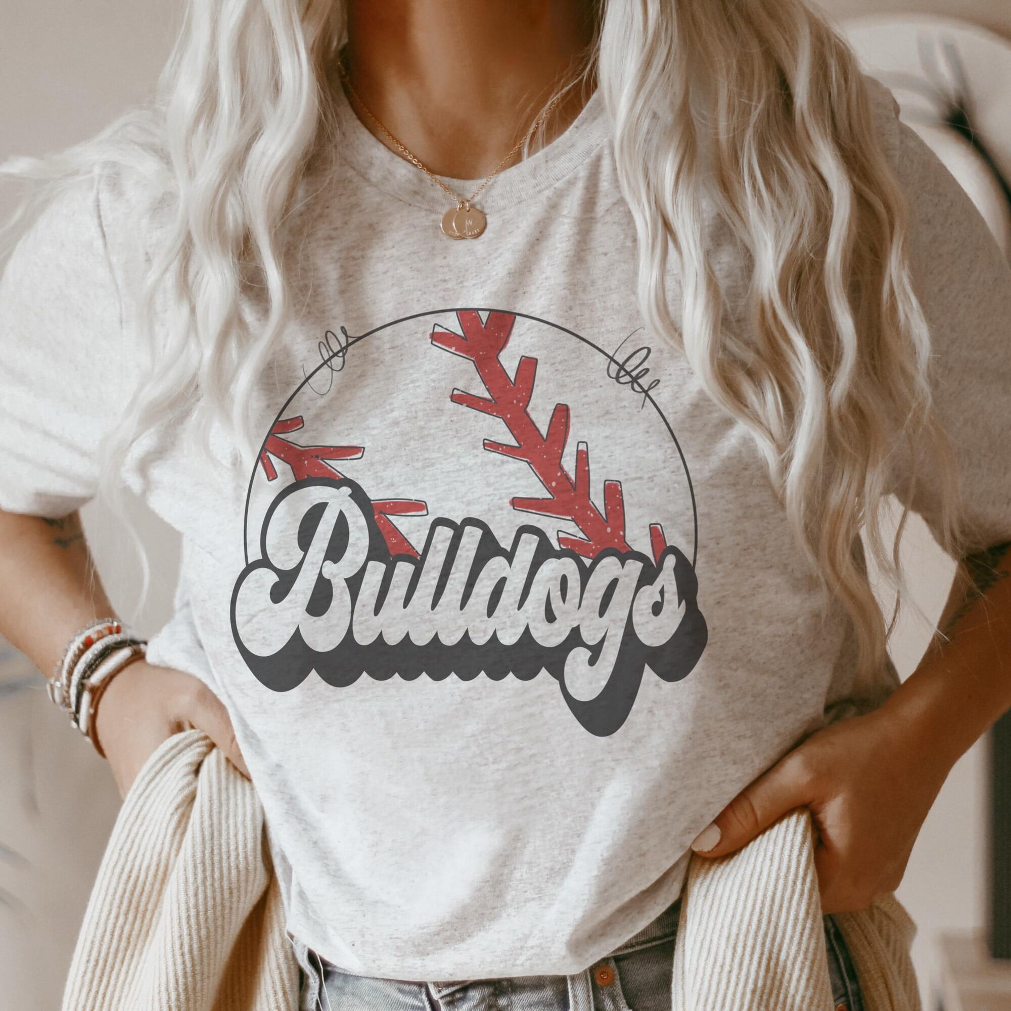 Bullldogs Baseball TShirt Distressed Wolf Mascot Graphic Tee Unisex ...