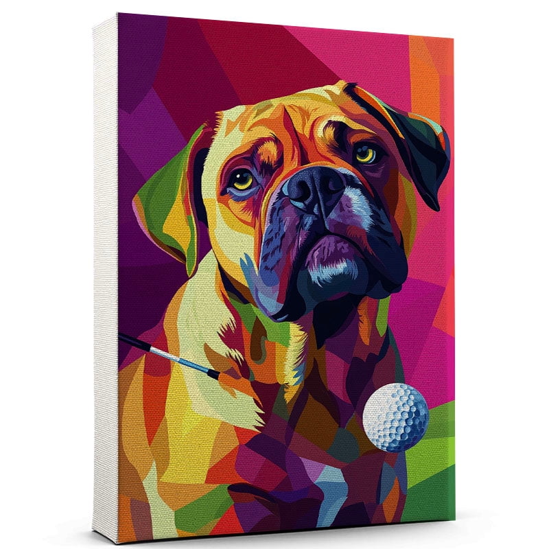 Bullmastiff Dog Playing Golf Canvas Canvas – Vintage Style Bullmastiff ...