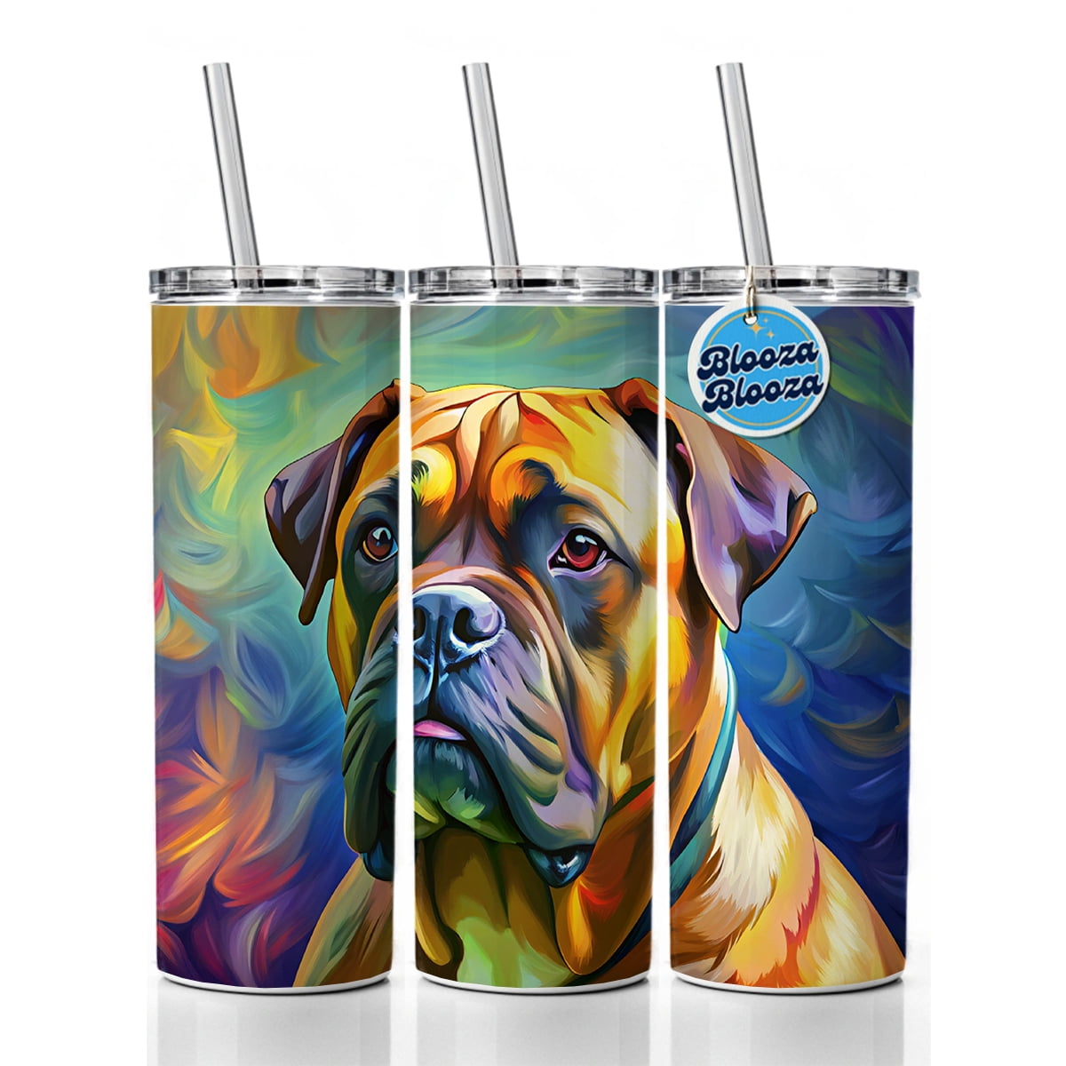 Bullmastiff Dog Pop Art 20oz Insulated Water Bottle Skinny Tumbler ...