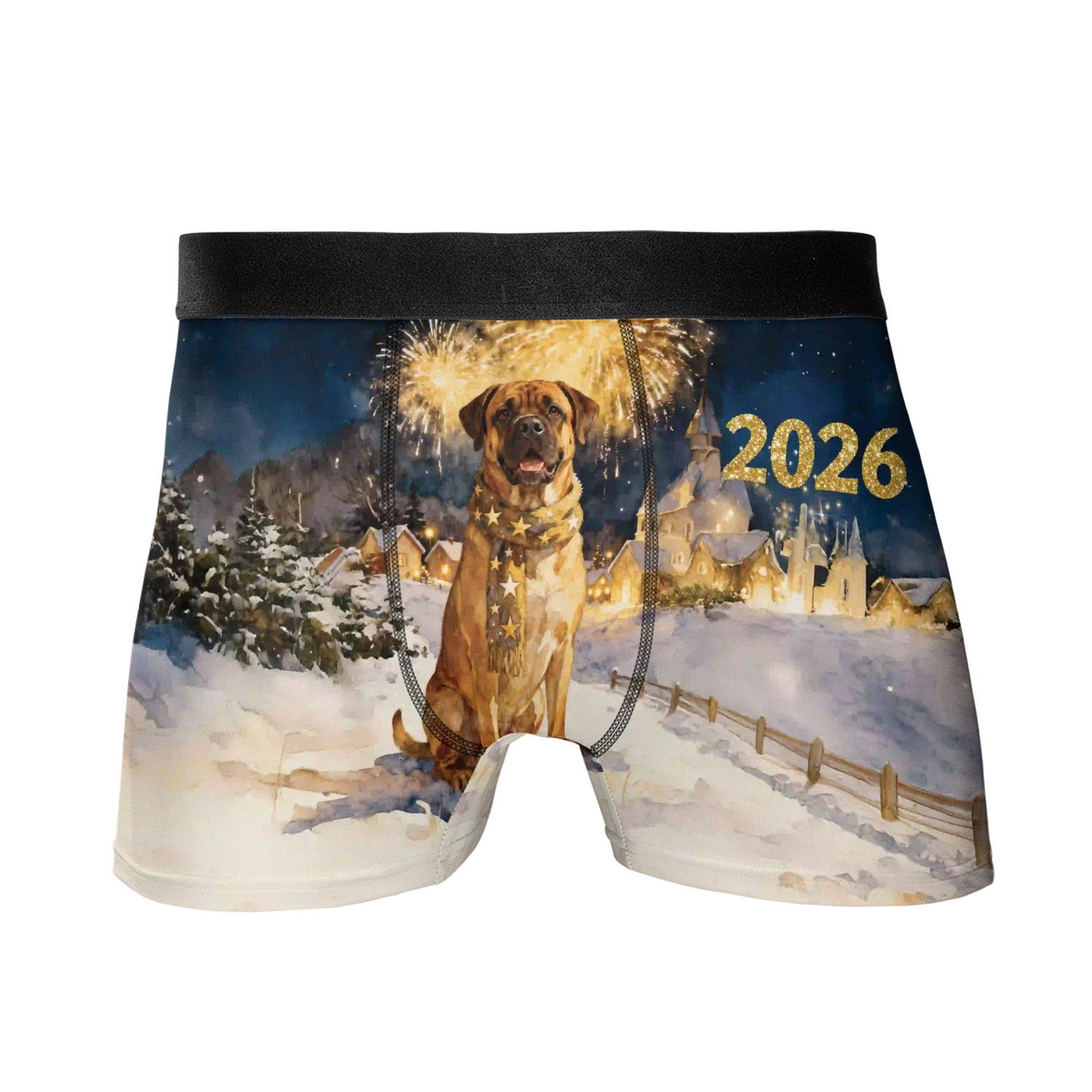 Bullmastiff Happy New Year 2026 with Fireworks on New Year's Eve All ...