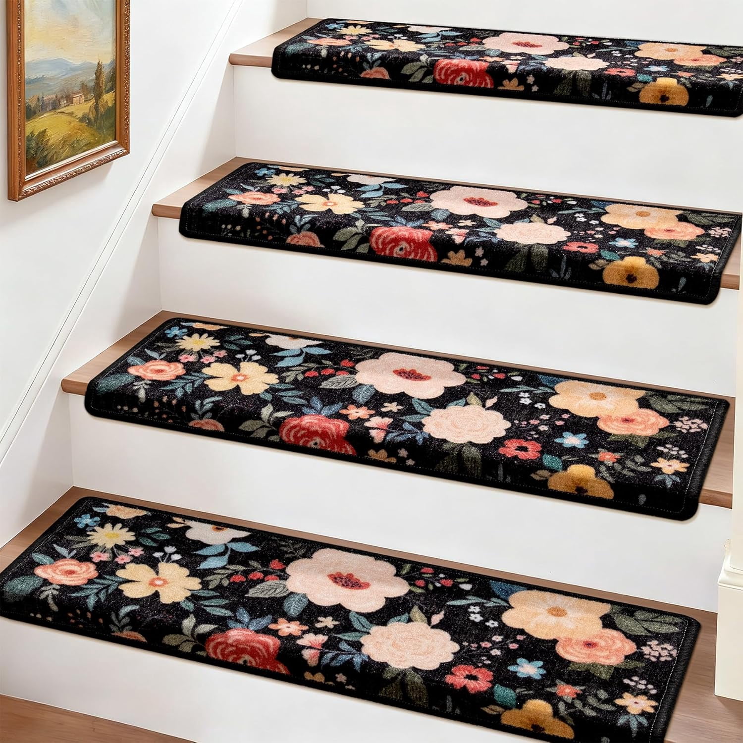 Bullnose Stair Treads for Wooden Steps,Non-Slip Peel and Stick treads ...