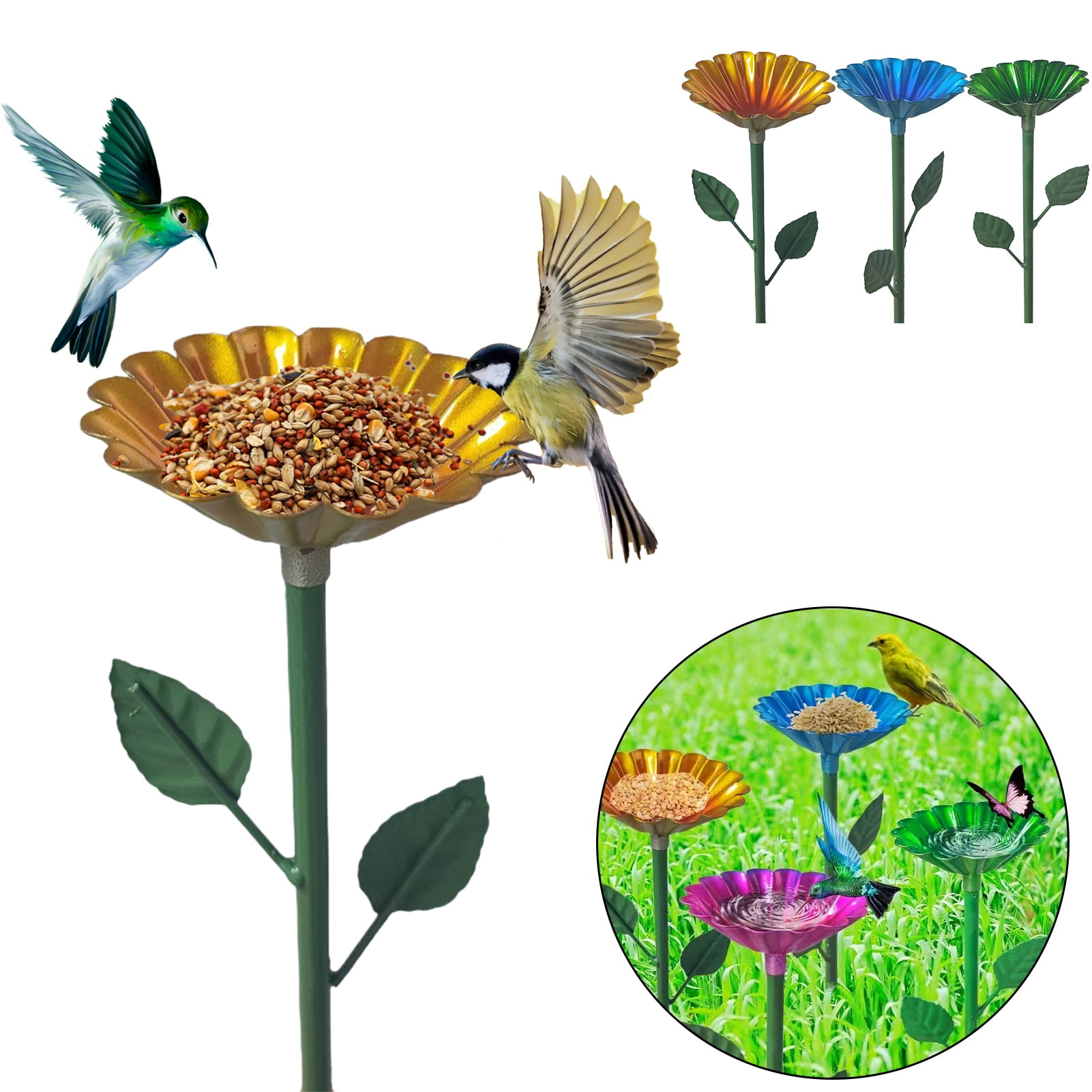Bullpaw 2/4Pcs Metal Bird Baths for Outdoor Garden Stand Bird Bath ...