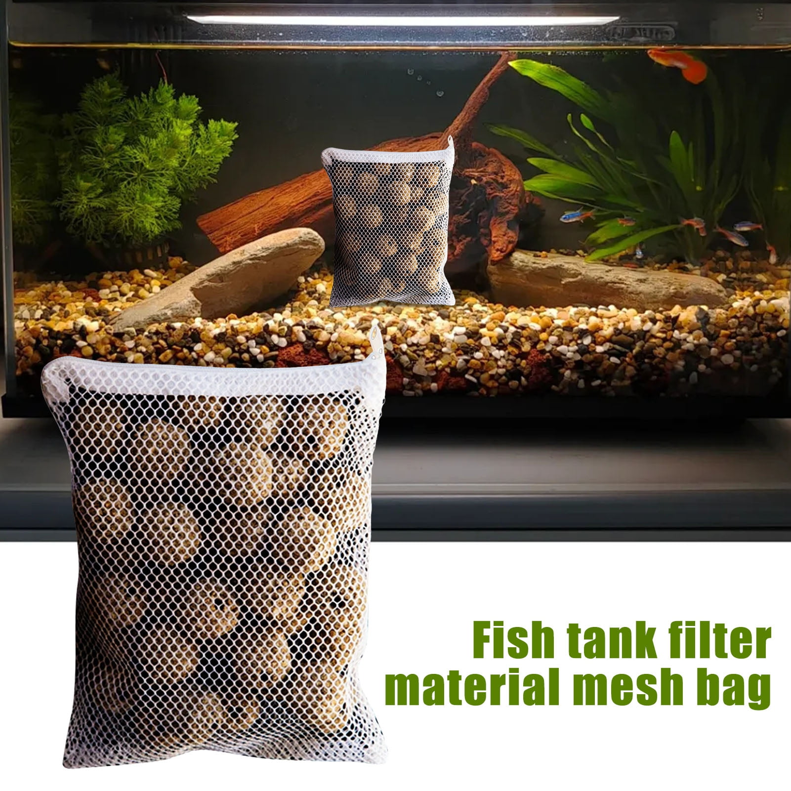 Bullpaw 2Pcs Aquarium Filter Media Bags Fish Tank Filter Mesh Bag with ...