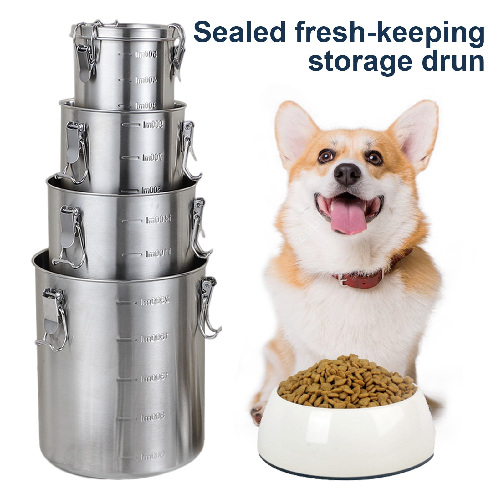 Bullpaw Airtight Food Storage Container Stainless Steel Pet Food Jar ...