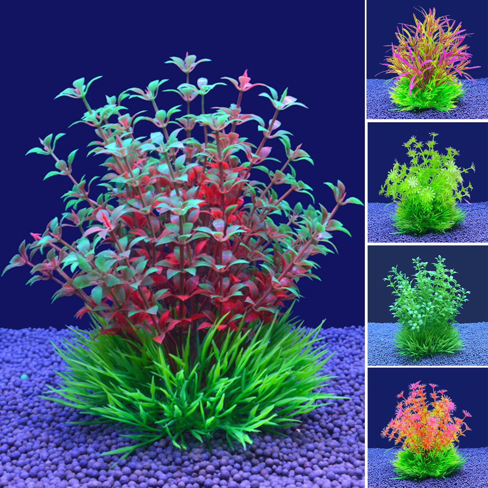 Bullpaw Artificial Water Plant Fish Tank Decoration with Sturdy Base ...