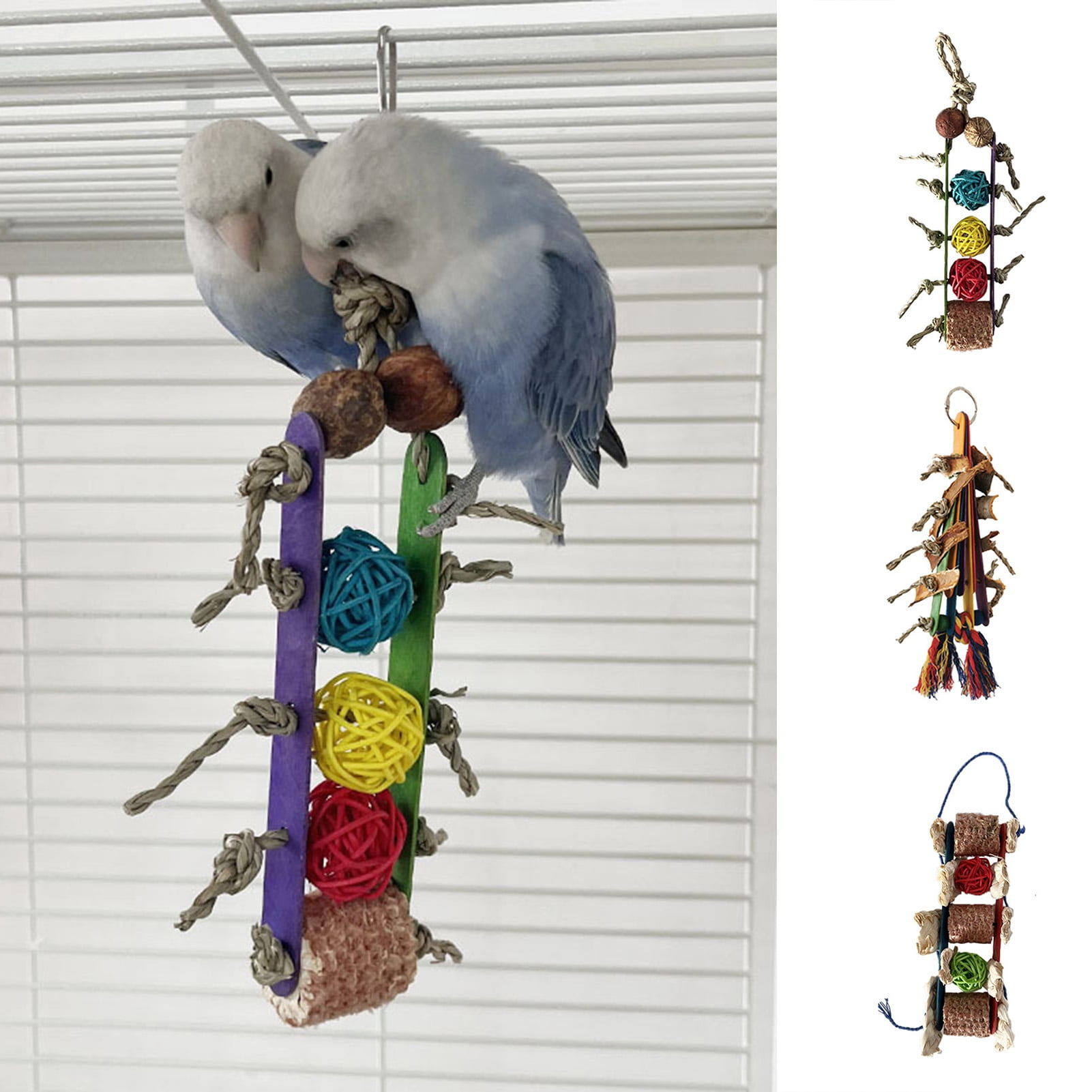 Bullpaw Bird Chew Toy Natural Wooden Teeth Grinding Foraging Ball ...