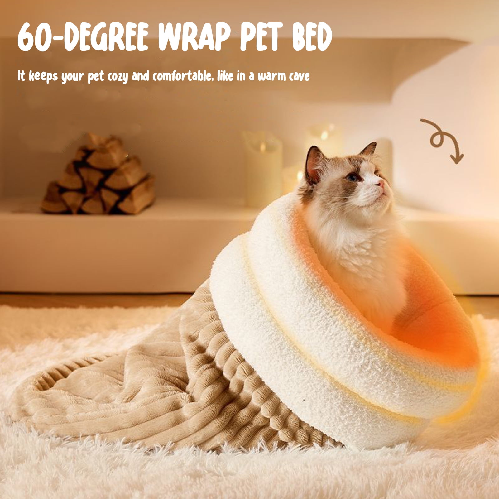 Bullpaw Cat Sleeping Bag 360-degree Wrap Self-Warm Cat Cave Bed Soft ...