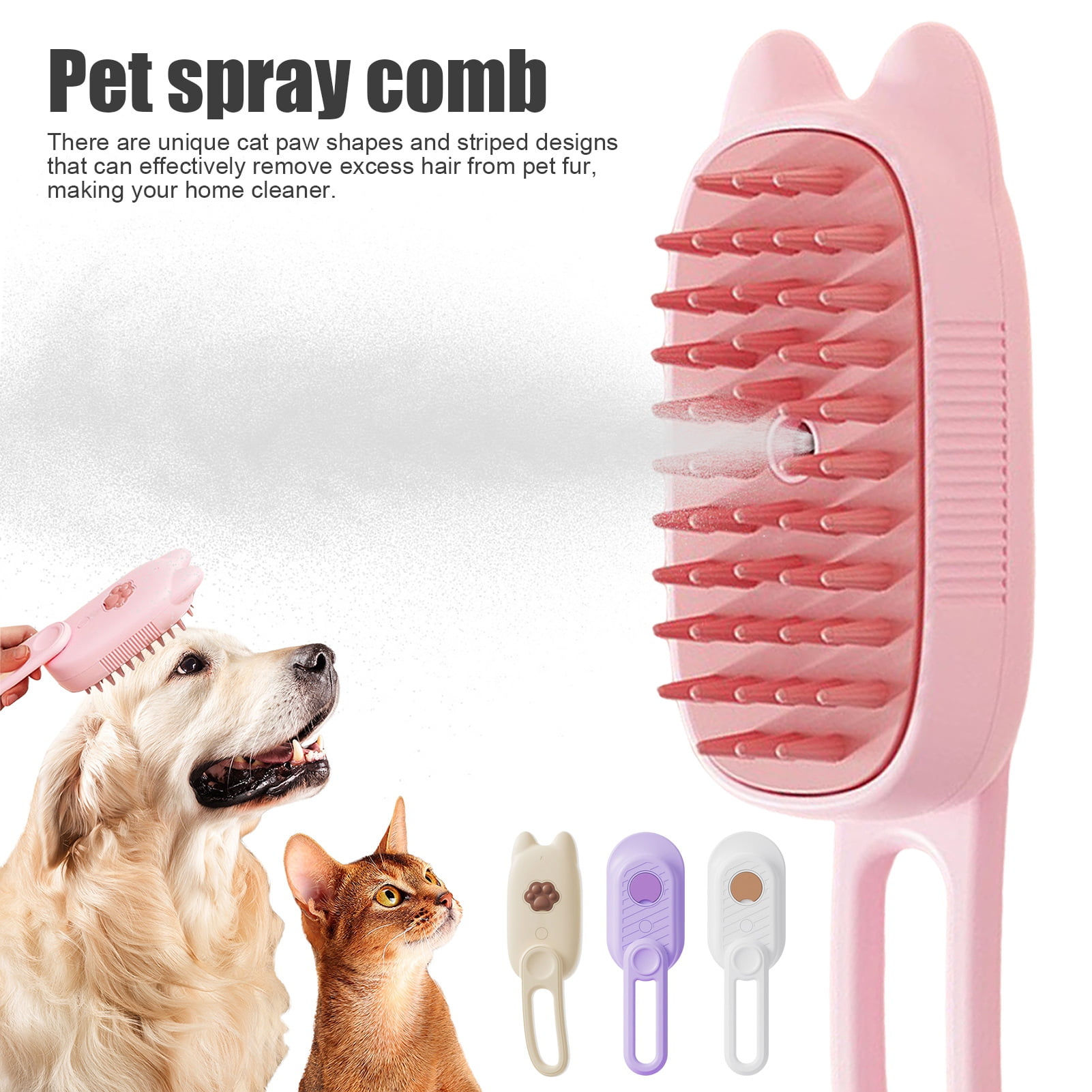 Bullpaw Cat Steam Brush 3-in-1 Spray Pet Grooming Brush for Shedding ...