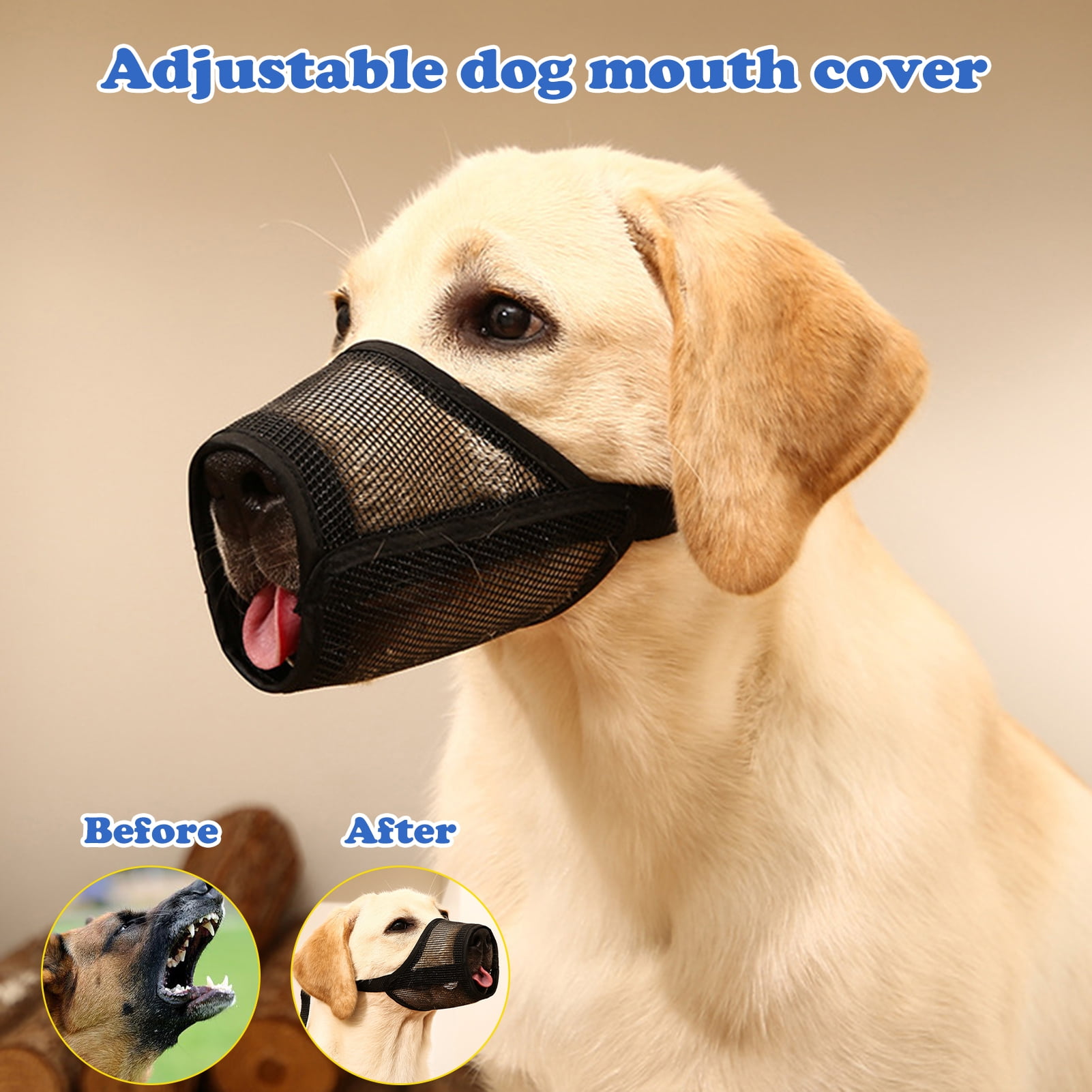 Bullpaw Dog Muzzle Adjustable Soft Mesh Dog Muzzle Breathable Anti ...