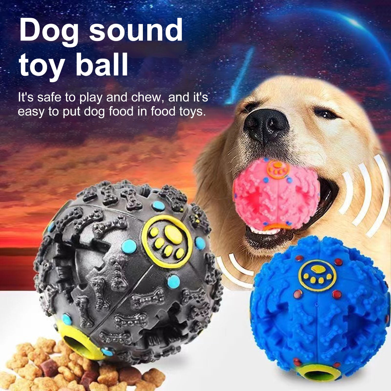 Bullpaw Dog Treat Ball Toy Squeaky Interactive Pet Feeder Toy Dog Chew ...